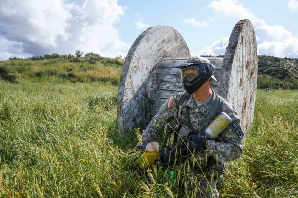 Cadets use paintball guns and the hills of SCV for training