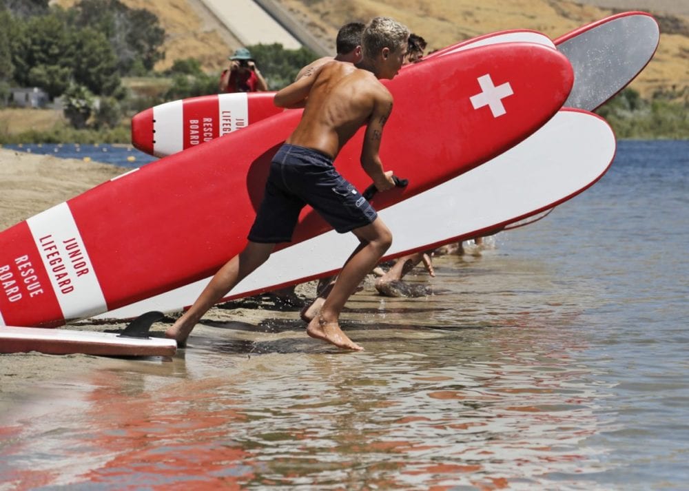 Los Angeles County Junior Lifeguards compete on Castaic Lake