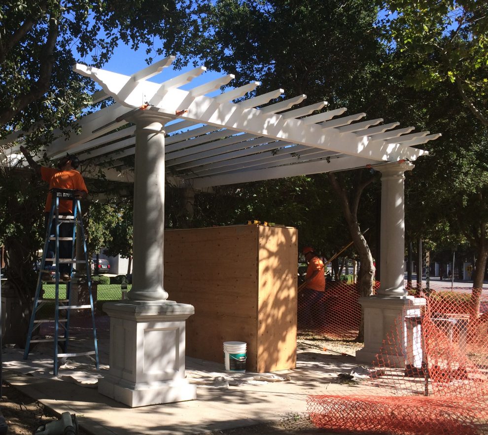 Pergola goes up for Veteran's monument
