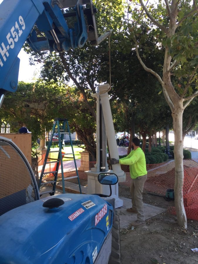 Pergola goes up for Veteran's monument
