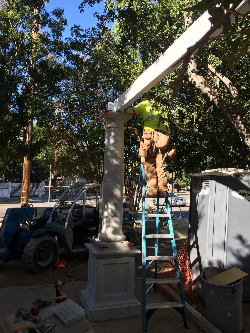 Pergola goes up for Veteran's monument