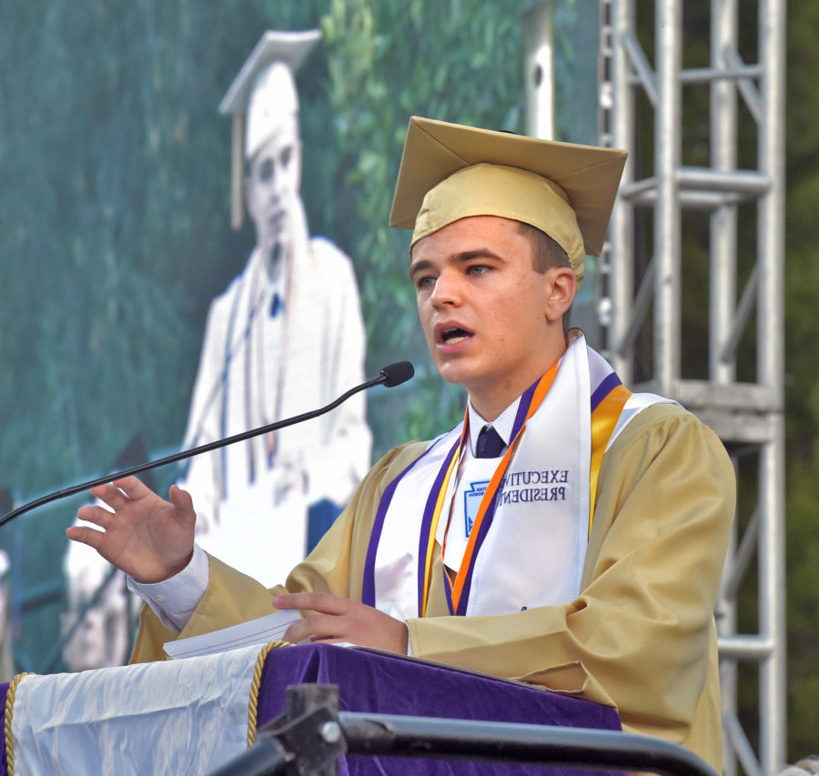 Hundreds of Vikings walk during Valencia High graduation