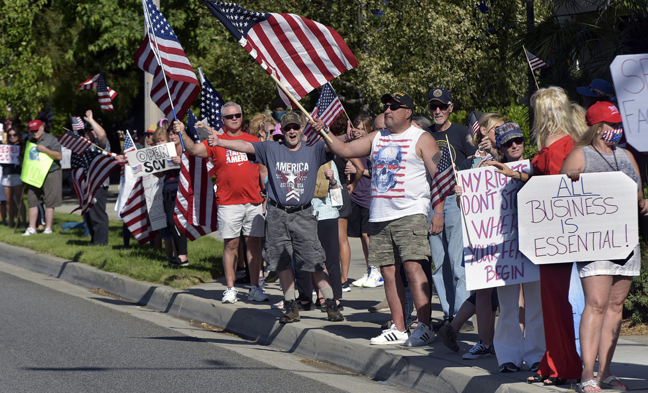 More than 100 gather for ‘Reopen Santa Clarita’ rally