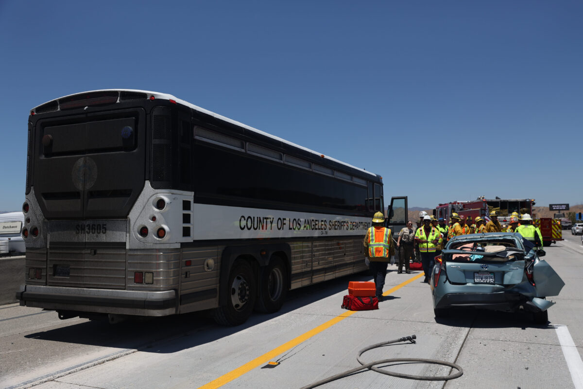 Inmate transport bus involved in collision