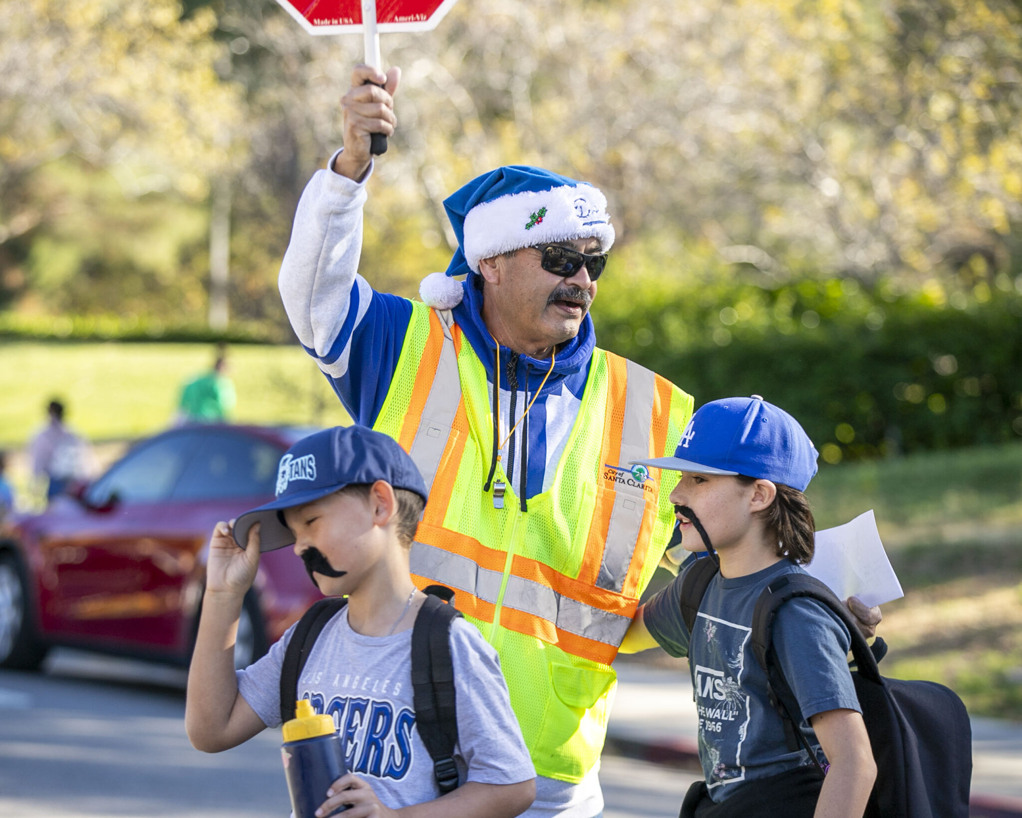 Hats, a mustache and kindness - the perfect recipe for a crossing guard